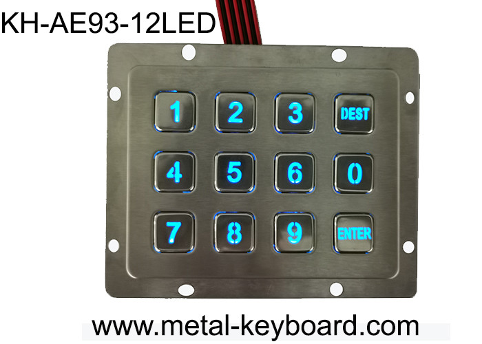 Illuminated 3 X 4 Layout 12 Key Metal Numeric Keypad Stainless Steel ...